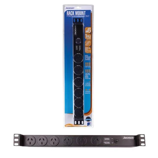 Powerboard 6 x Outlet Horizontal Power Rail Surge Protected 525J 10A ...